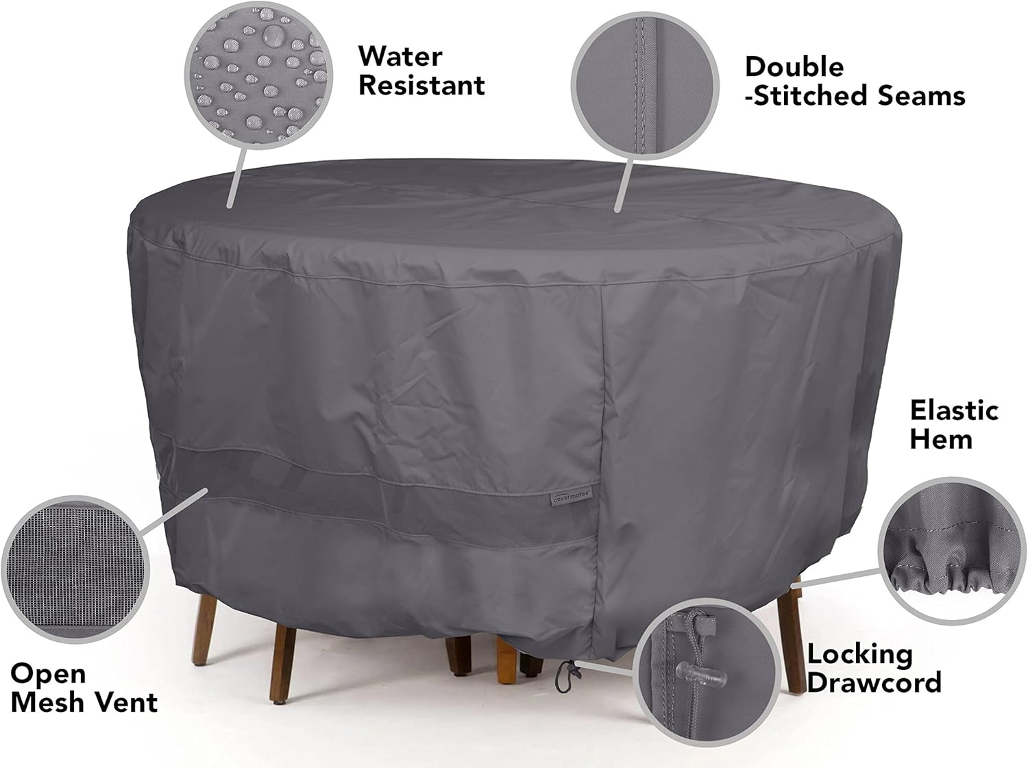 Covermates Round Dining Table Cover - Water-Resistant Polyester, Mesh ...