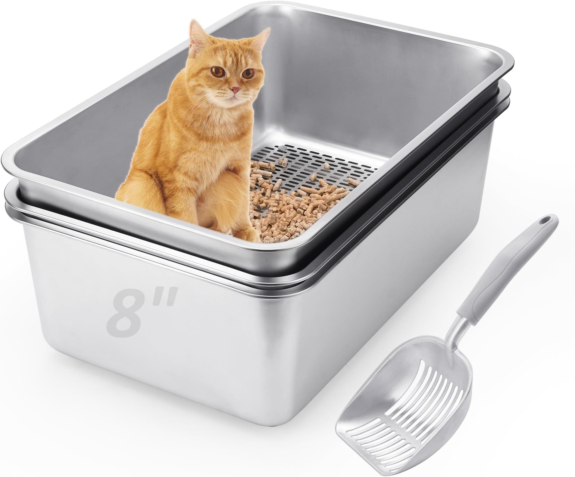 Amazon.com: 23.5''x15.7''x6'' Enclosed Stainless Steel Litter Box with ...
