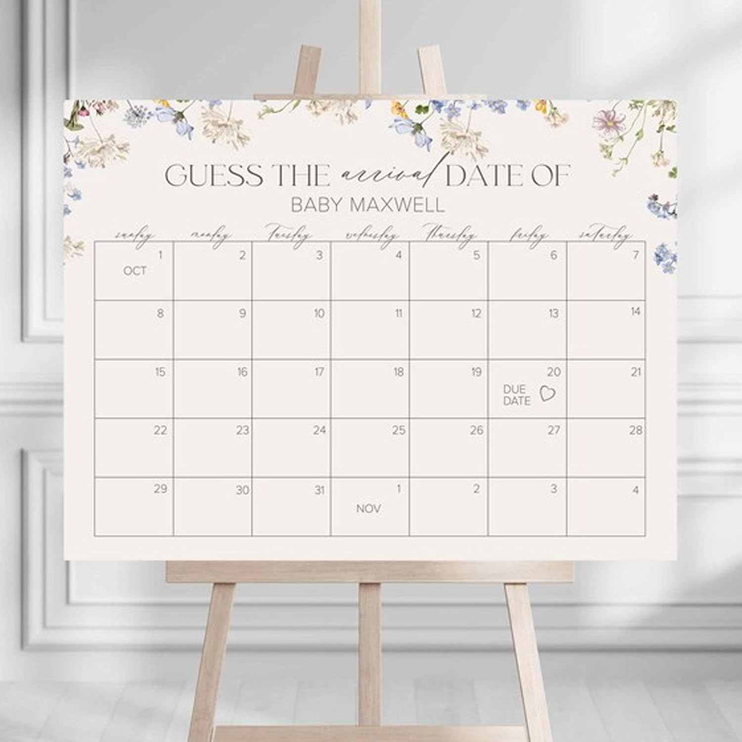Amazon.com : Due Date Calendar sign, Baby in Bloom Sign, Baby Shower ...
