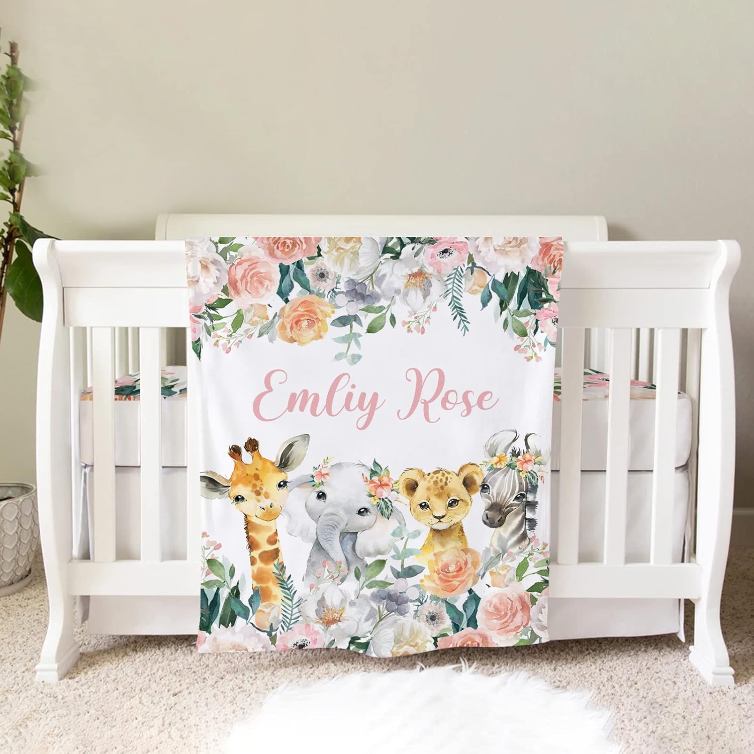 Amazon.com: Personalized Crib Bedding Set for Baby Girls, Custom Floral ...