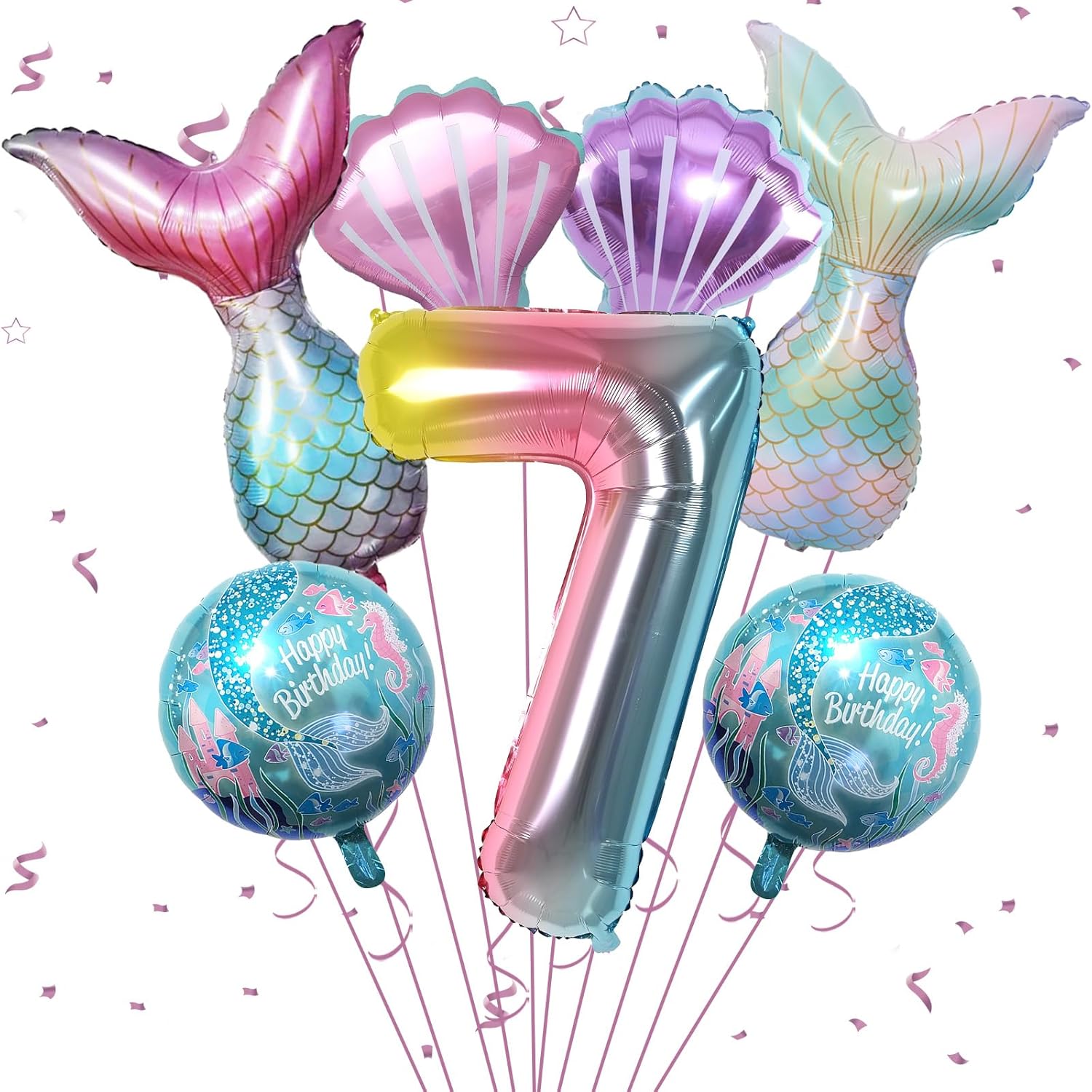 Amazon.com: 7th Mermaid Birthday Decorations,Little Mermaid Party ...