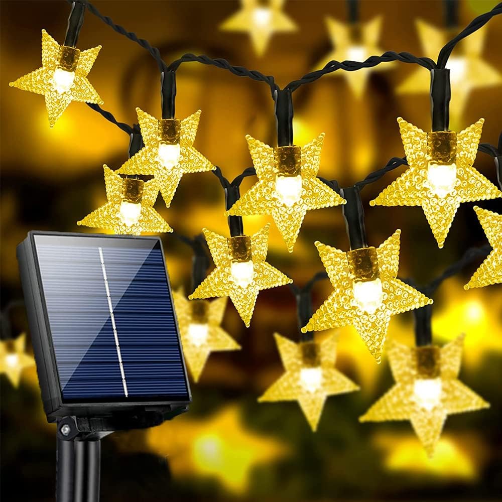 50 LED Solar Star Lights Outdoor Christmas String Light 30.6Ft Star ...