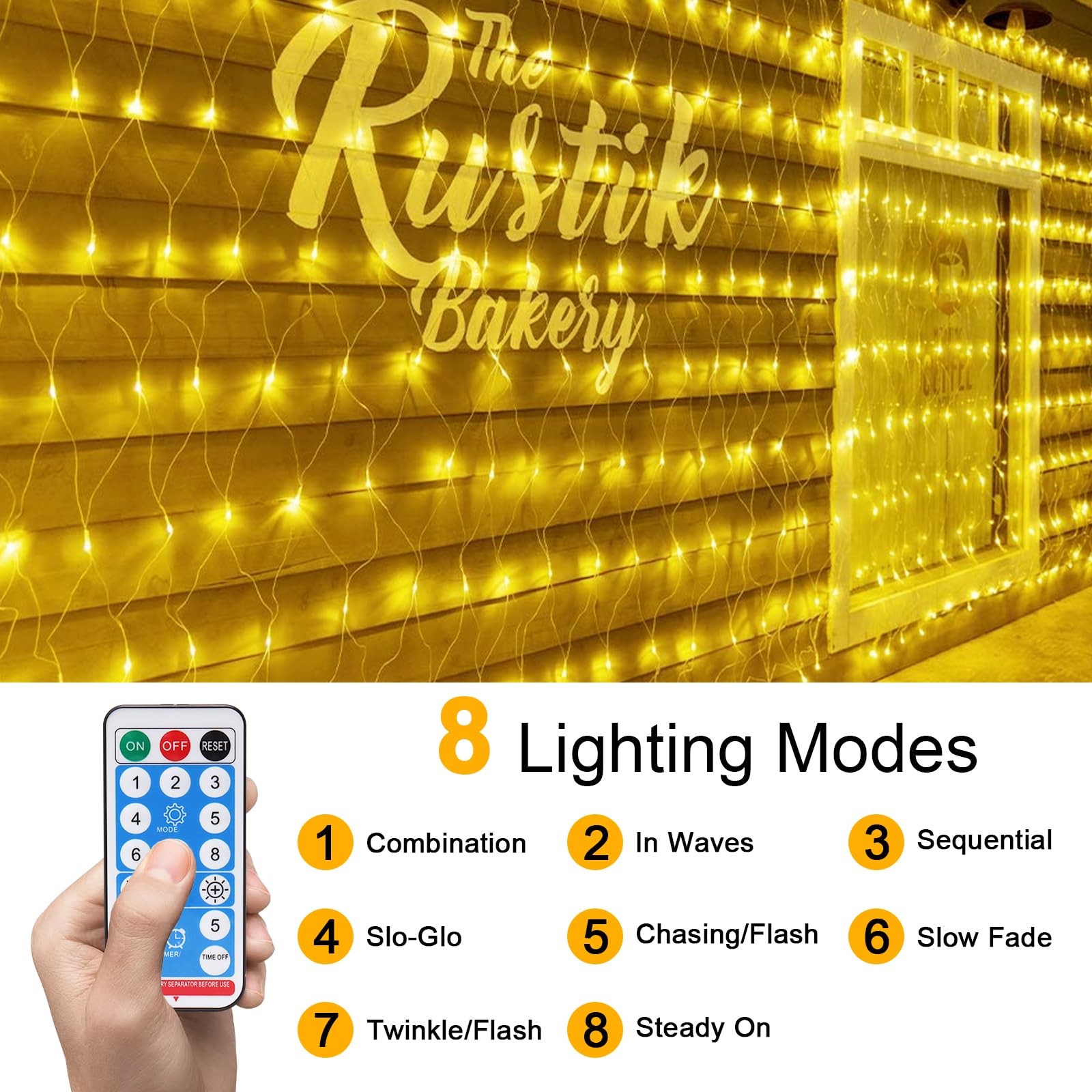 Micacorn Solar Net String Lights, 2 x 3M Mesh Fairy String Lights 8 Modes 192 LED Solar Net ...