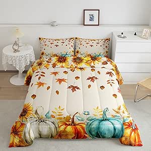 Amazon.com: Fall Pumpkin Bedding Set For Home King Thanksgiving Harvest ...