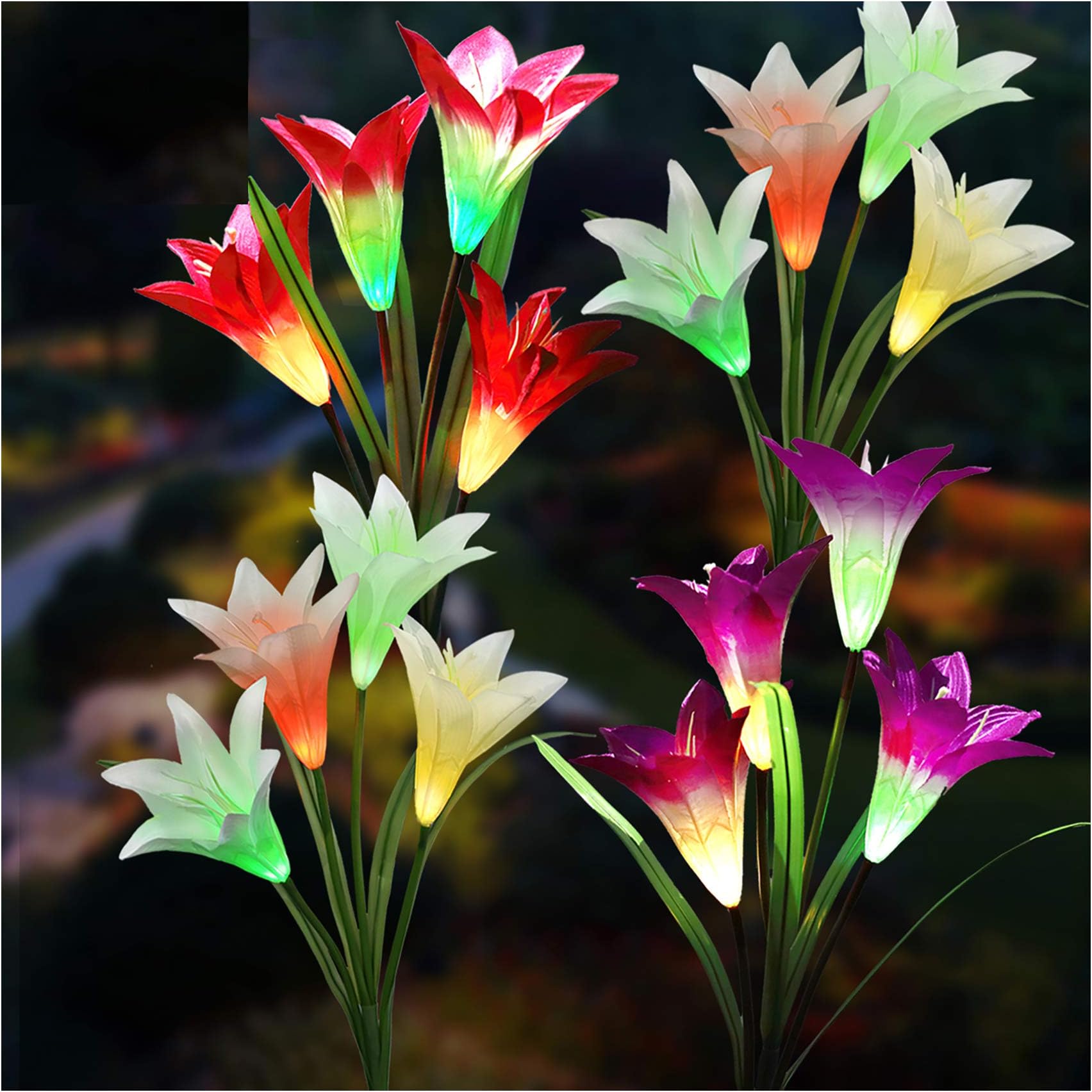 Idefair Solar Garden Lights Tree Outdoor Multi-Color Changing LED Stake ...