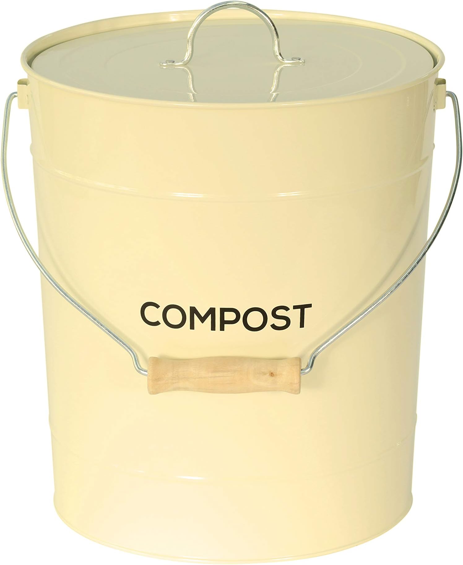 Extra Large Cream Metal Kitchen Compost Caddy - Composting Bin for Food ...