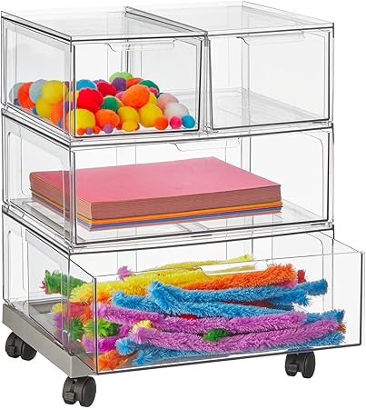 Amazon.com: mDesign 4 Drawer Rolling Storage Cart w/Caster Wheels for ...