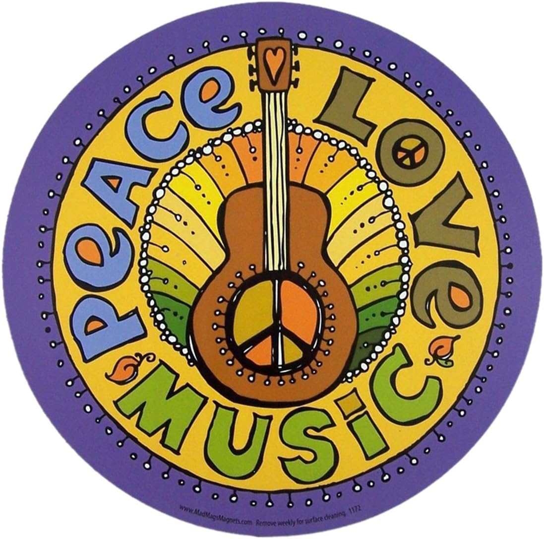 Amazon.com: CafePress Hippie Flowery Peace Sign Round Car Magnet ...