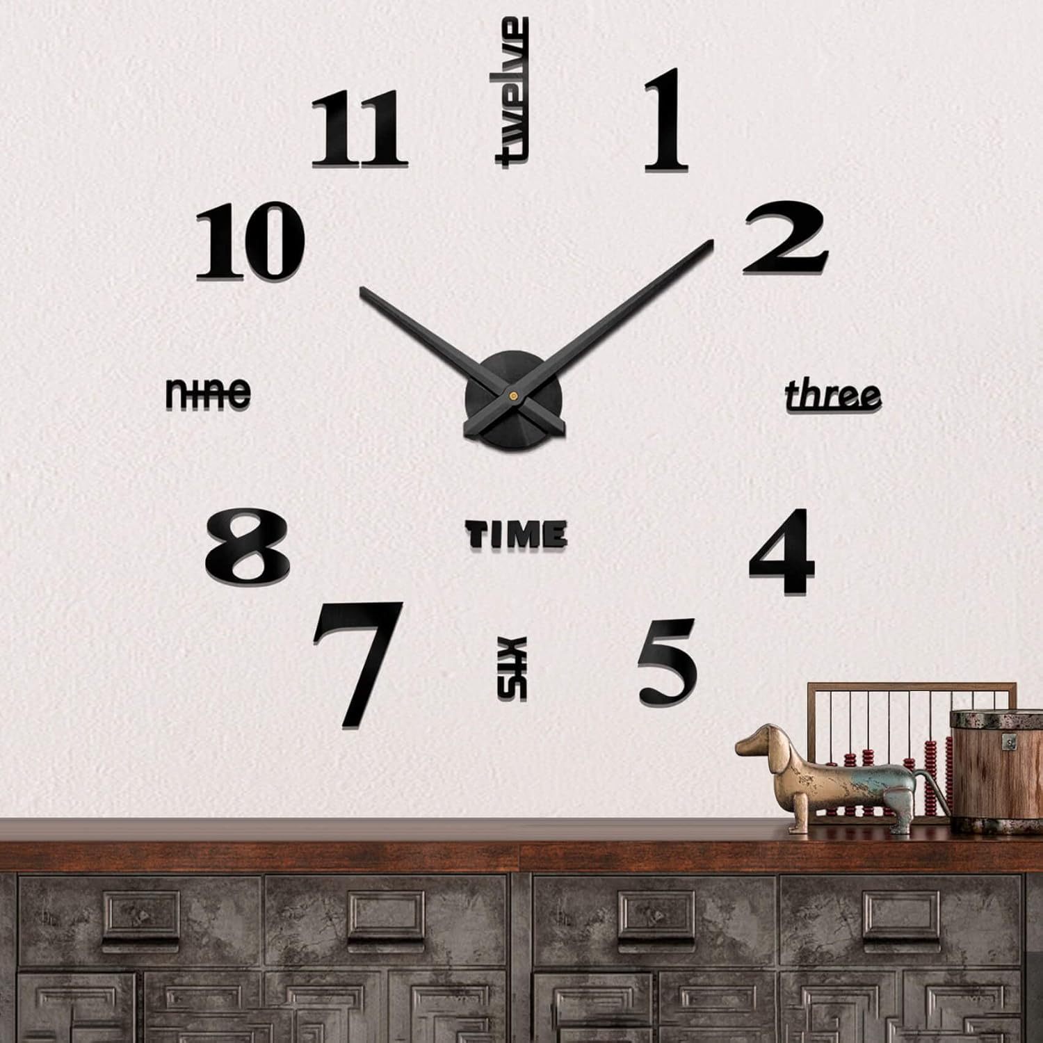 Amazon.com: Mintime Modern Frameless DIY Wall Clock Large 3D Wall Watch ...