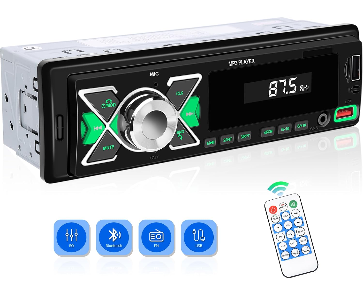 CAMECHO Single Din Car Stereo Bluetooth Audio Digital Media Receiver ...