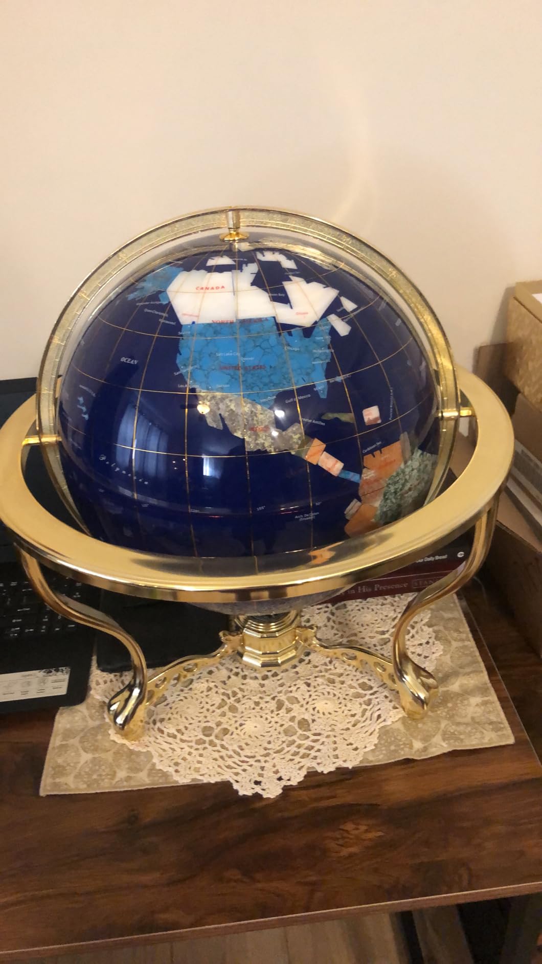 Amazon.com: Unique Art 21-Inch Tall Blue Lapis Ocean Table Top Gemstone ...