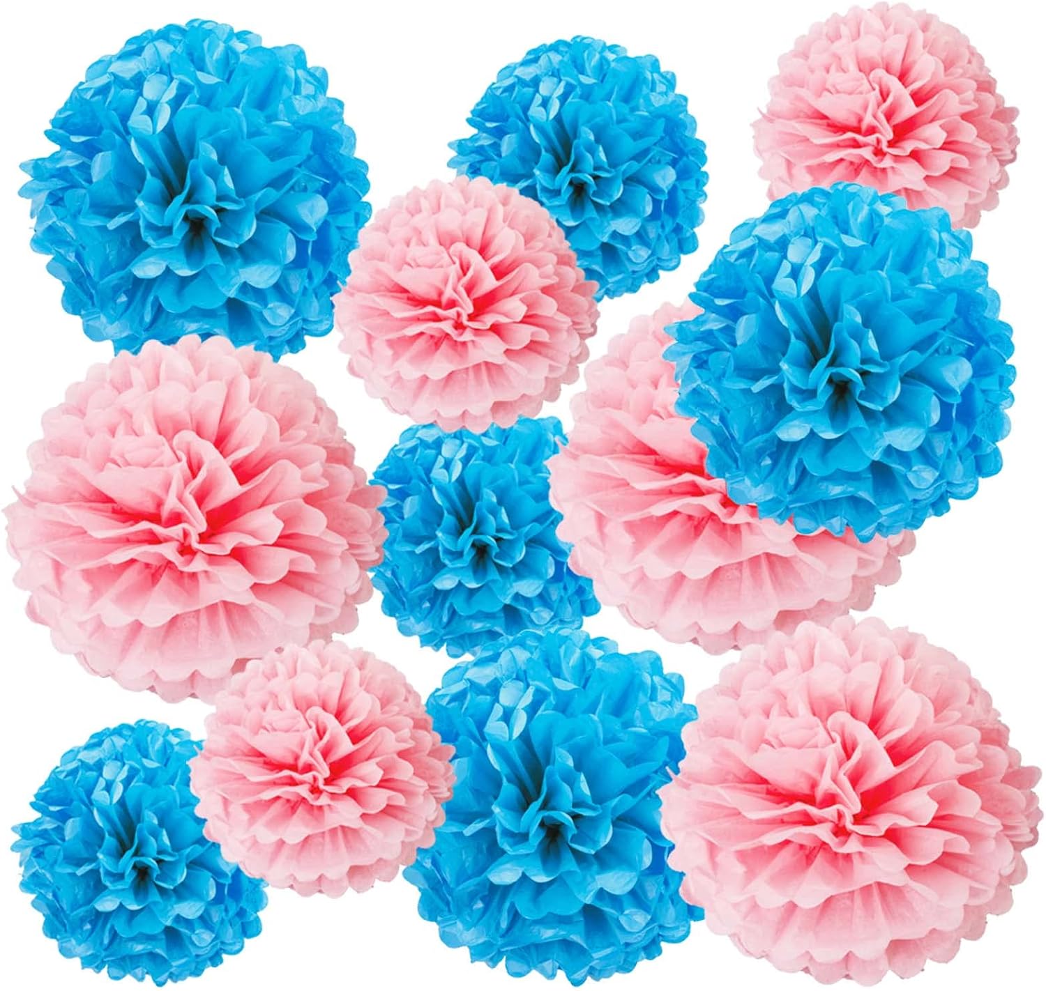 Amazon.com: Pink and Blue Paper Pom Poms - Gender Reveal Decorations ...