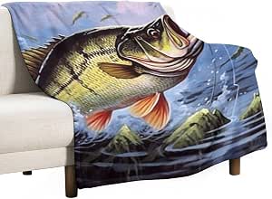 Amazon.com: Throw Blankets, Bass Jumping Blanket Premium Super Soft ...