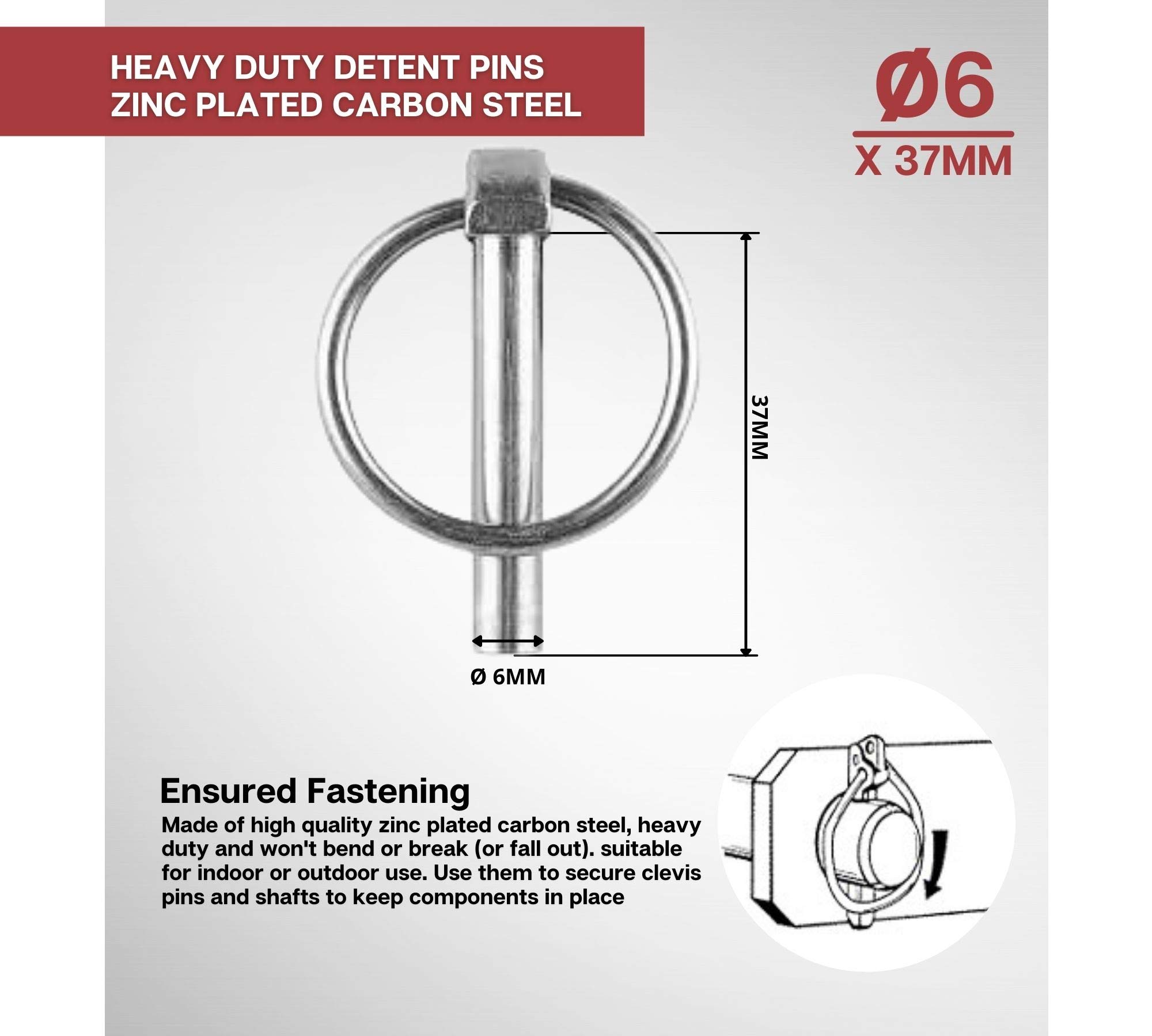 DOJA Industrial | Quick Release Pins | 50 Units 6mm Diameter x 37mm ...