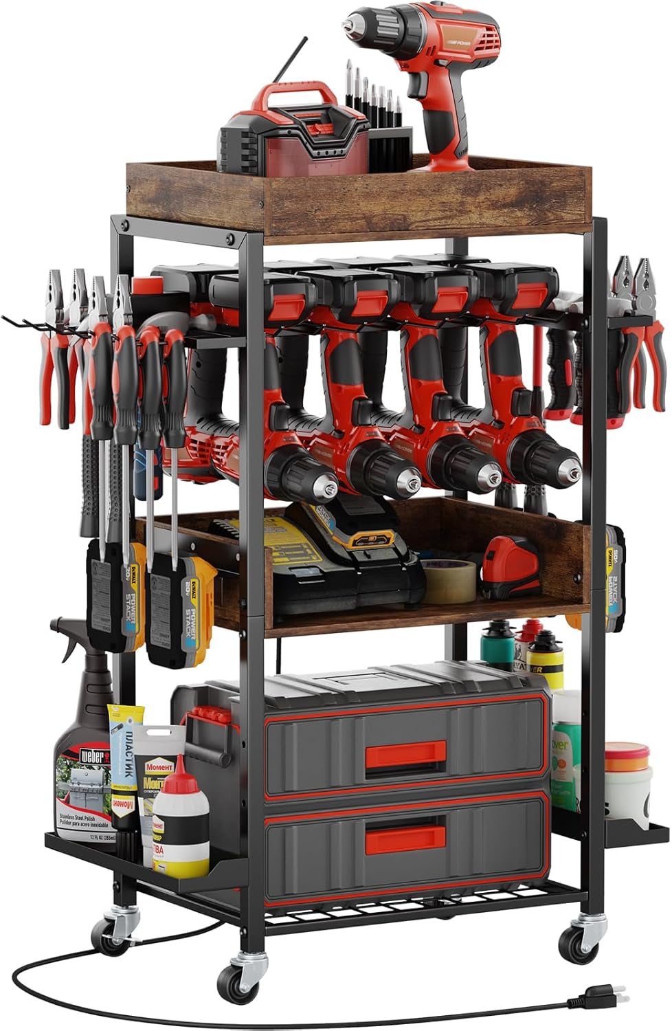 Amazon.com: Utility Tool Storage on Wheel-Rolling Cart Organizer Power ...