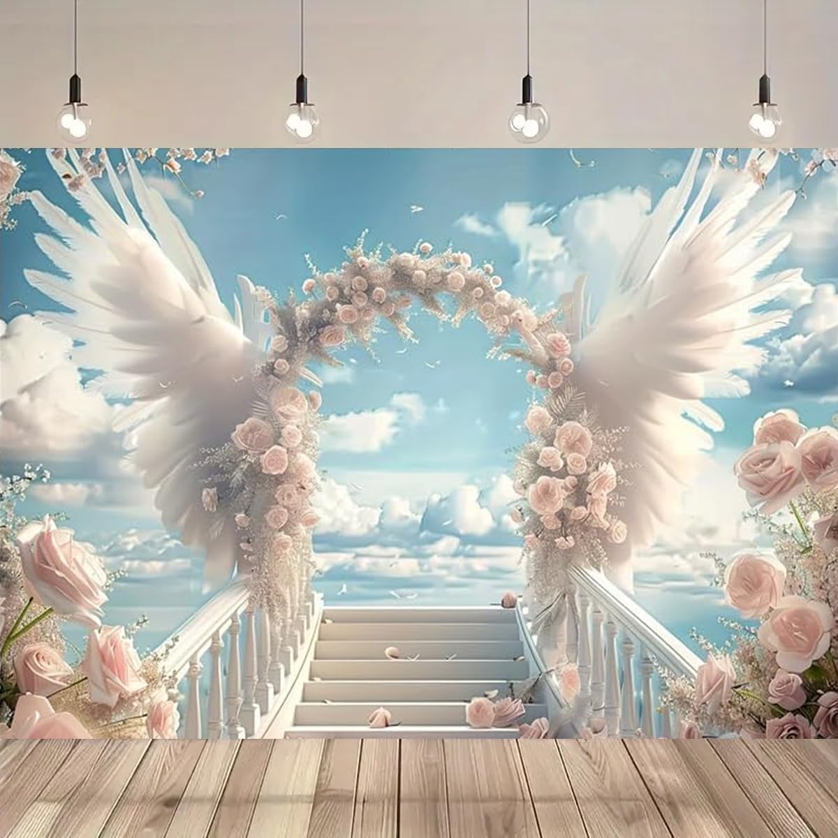 Amazon.com : Angel Wings Photography Backdrop Birthday Party Arch ...