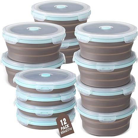 Amazon.com: Mifoci 12 Pcs Collapsible Food Storage Containers with Lids ...
