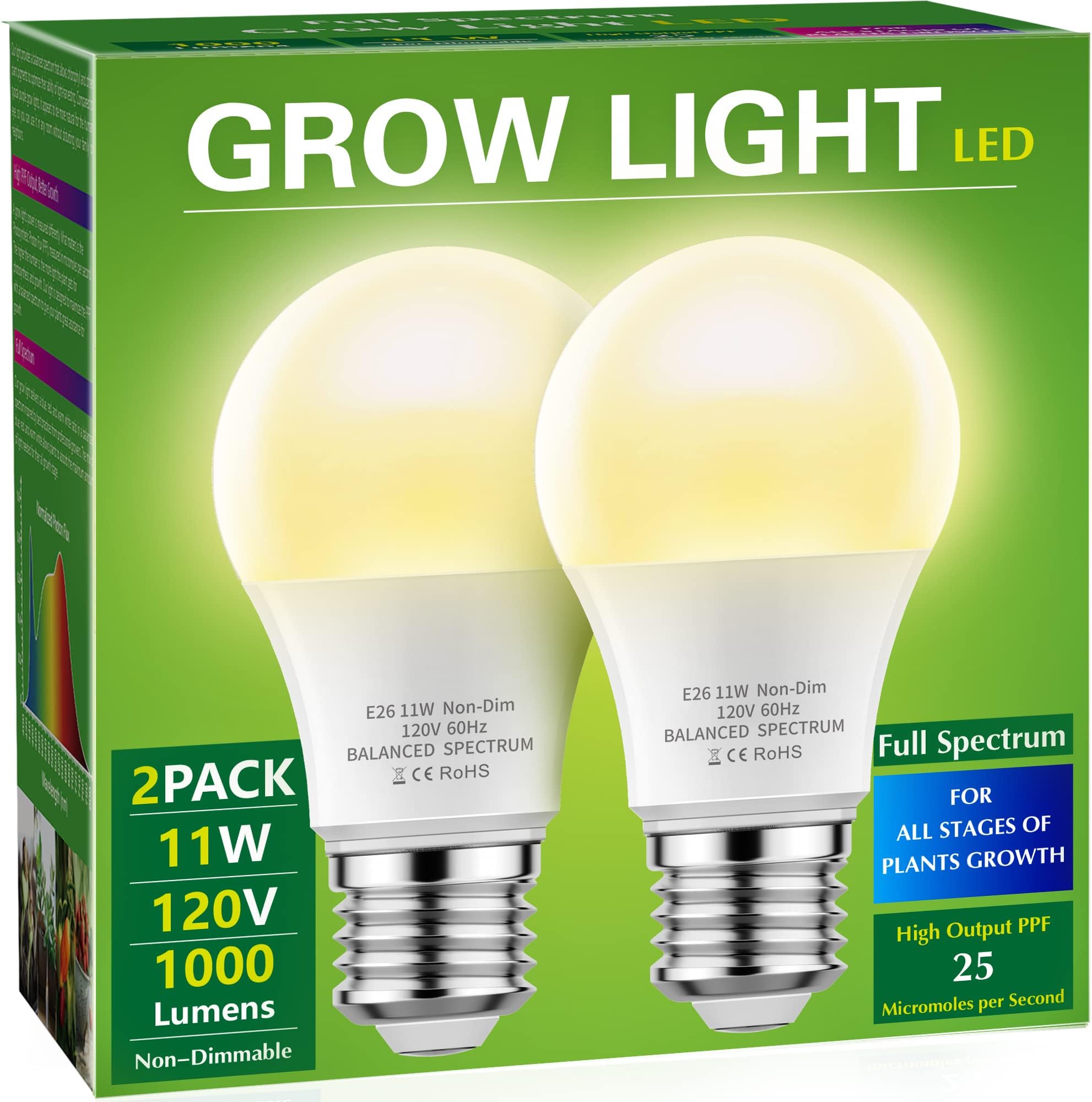 ePhoto Hydroponic Full Spectrum CFL Grow Light Bulb 60 Watt Bulb 5500K ...