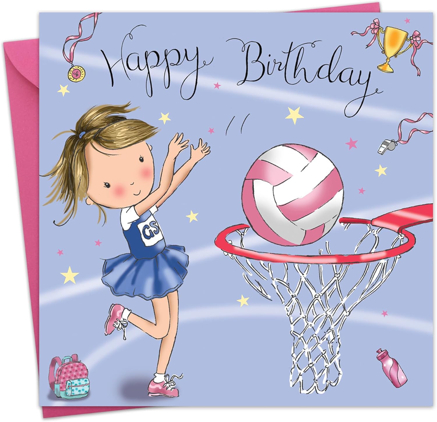 Amazon.com : Twizler Happy Birthday Card with Netball - Girls Birthday ...