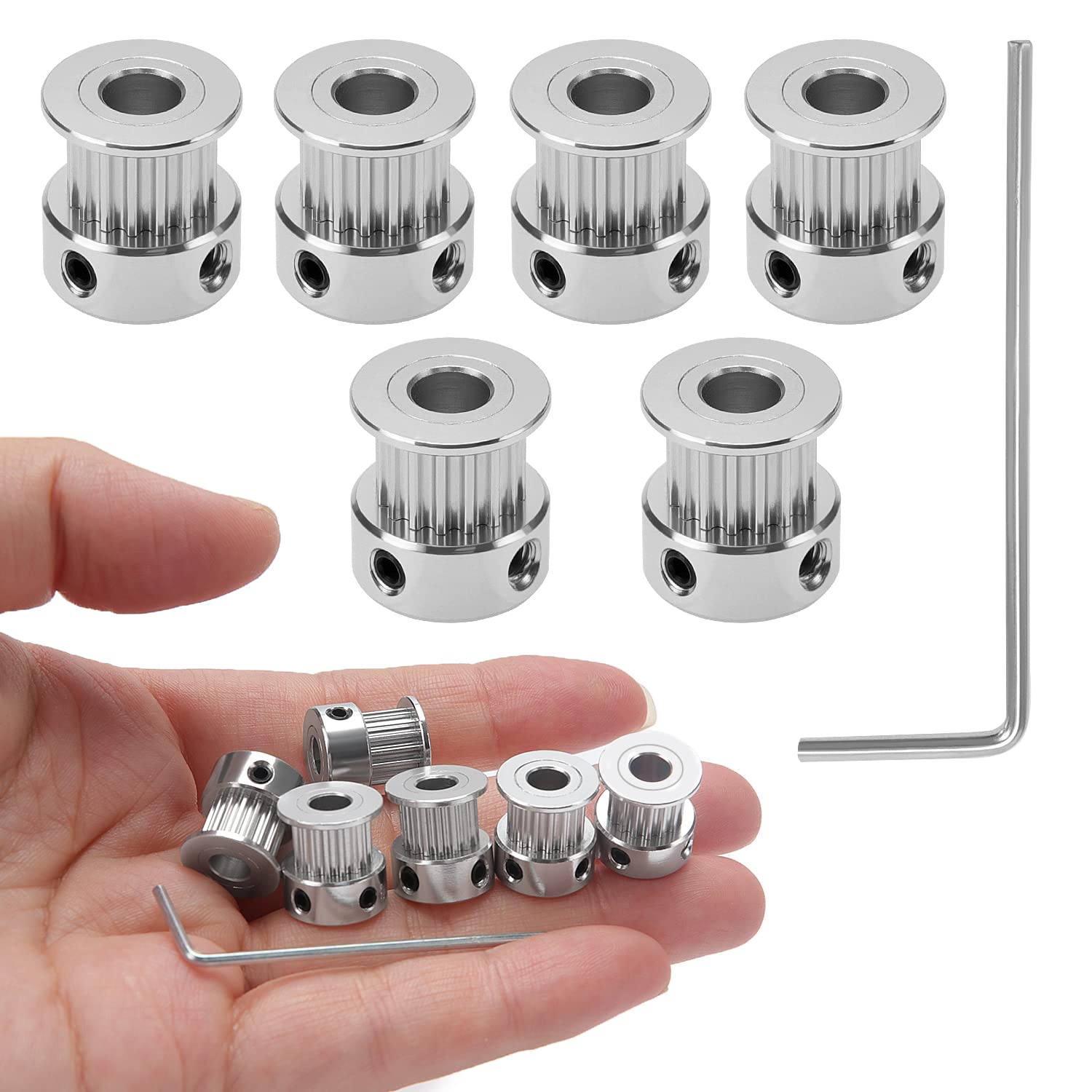 6 PCS GT2 Timing Belt Pulley 16 Teeth 5mm Bore, VooGenzek Synchronous ...