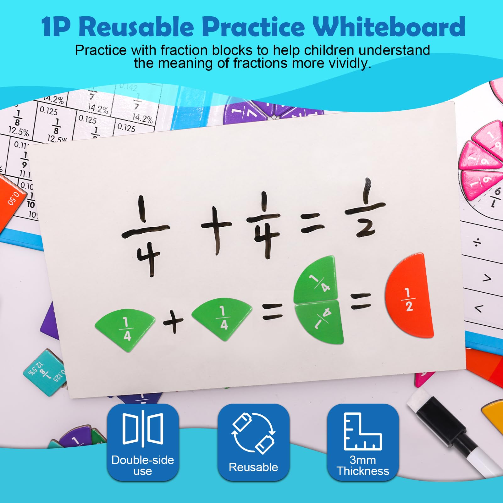 Magnetic Fraction Book Magnetic Fraction Learning Kit For Kids - 110pcs ...