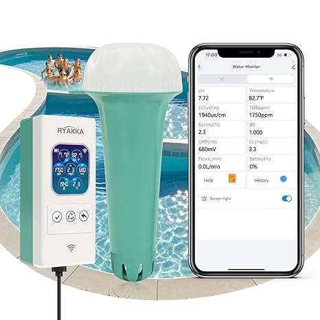 Amazon.com: RYAKKA Smart Pool Monitor – Real-time Digital Pool Water ...