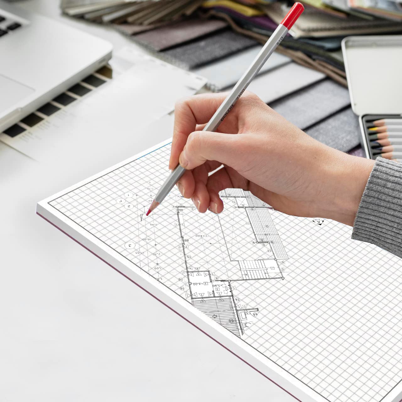Draft Paper Performore 11x17 Grid Paper Pads - 50 Sheets 4x4 Quadrille ...