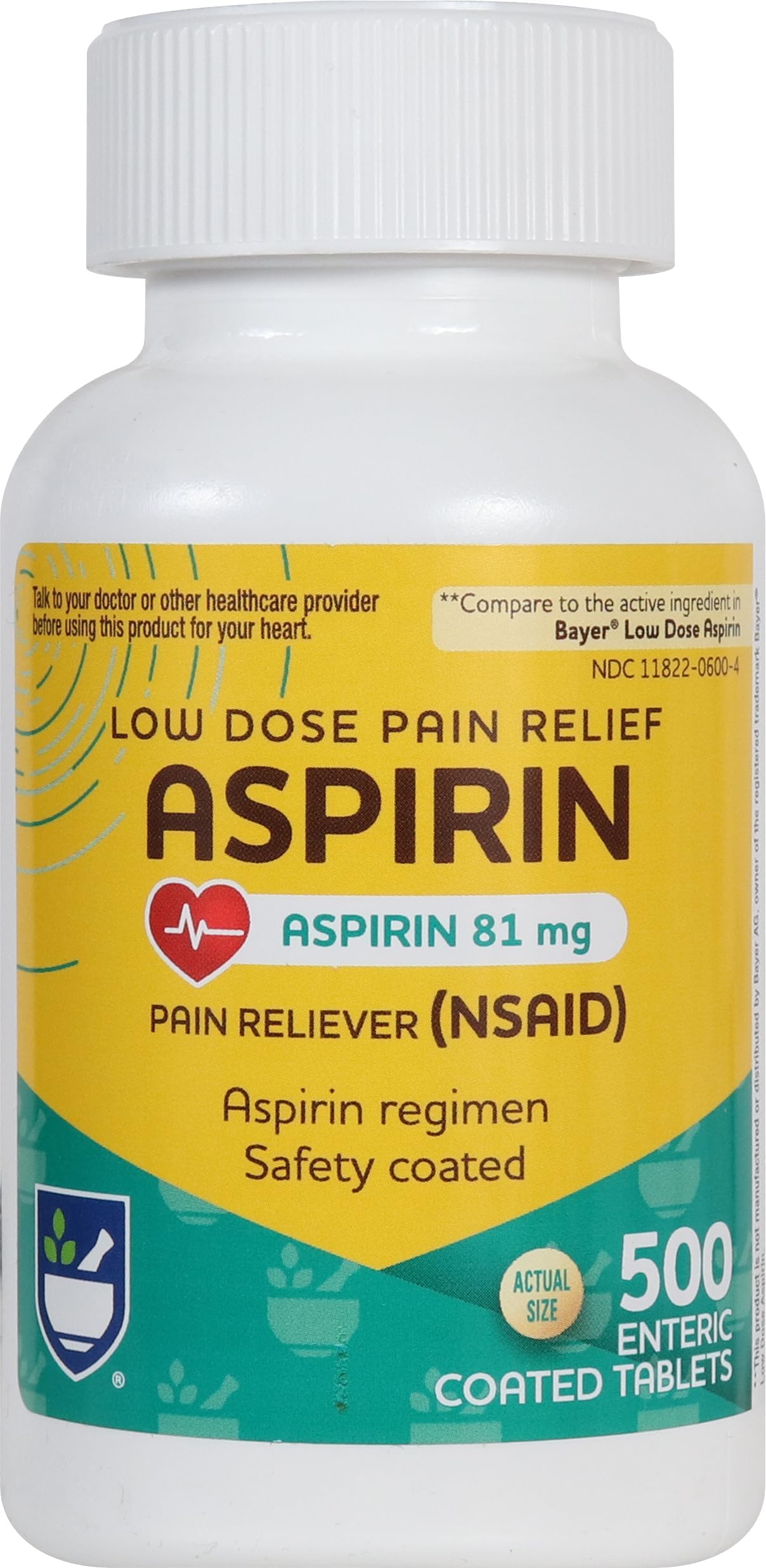 Amazon.com : Bayer Aspirin Low Dose 81 mg, Enteric Coated Tablets ...