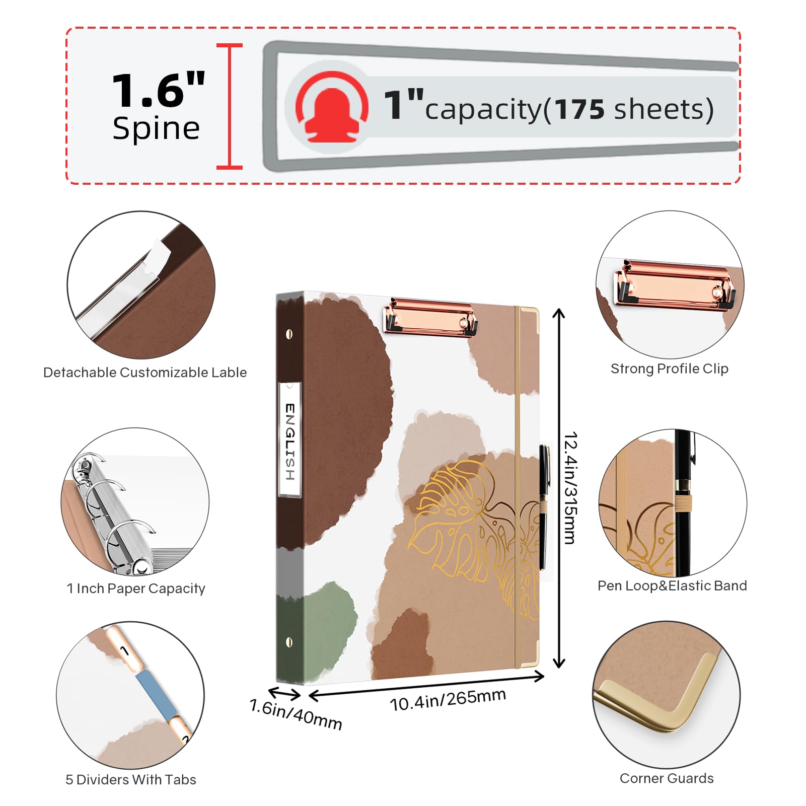 Snapklik.com : EYROZILL Cute 3 Ring Binders 1 Inch, Binder