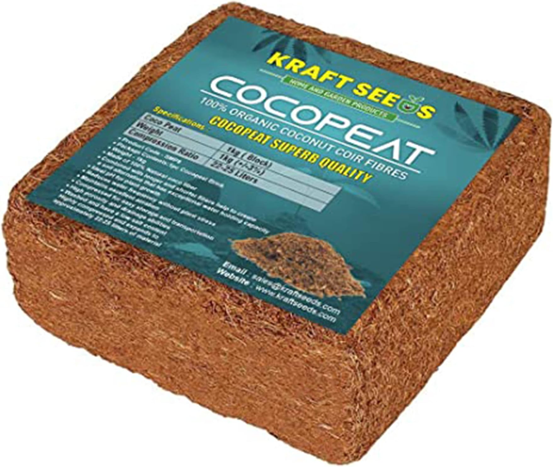 Kraft Seeds Cocopeat for Home Garden (1kg) | Expands Upto 5 Ltrs ...