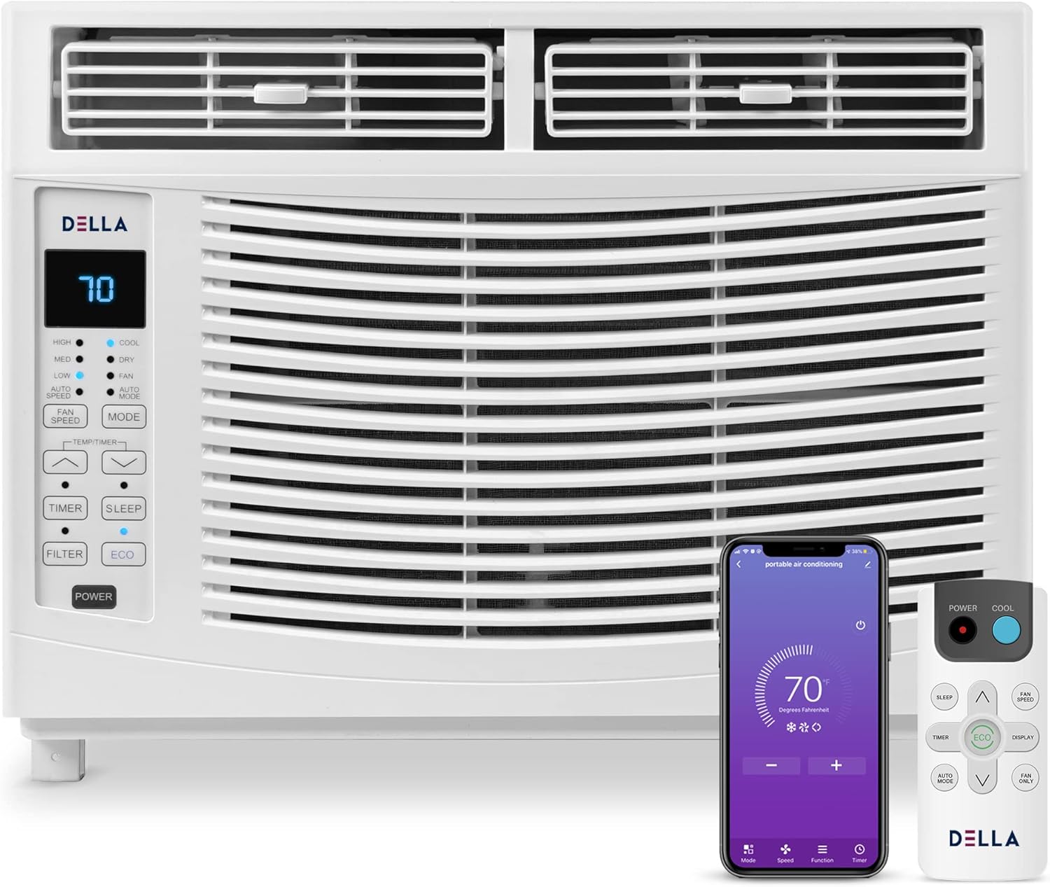 Amazon.com: DELLA 6000 BTU Window Air Conditioner with Remote/App Smart ...