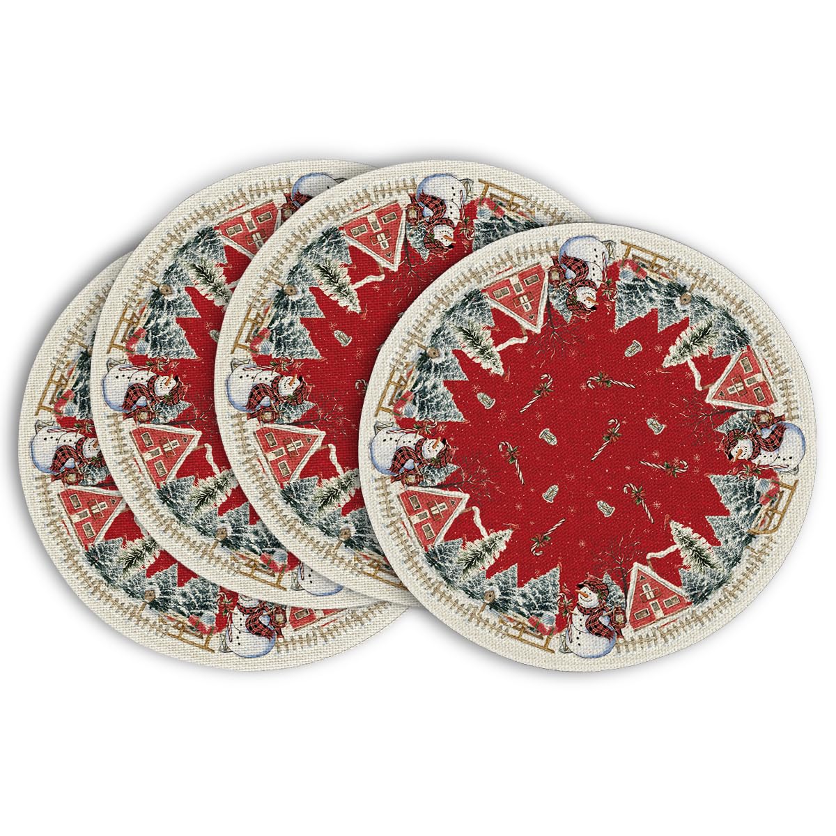 Amazon.com: Artoid Mode Xmas Pine Snowflake Snowman Christmas Round ...