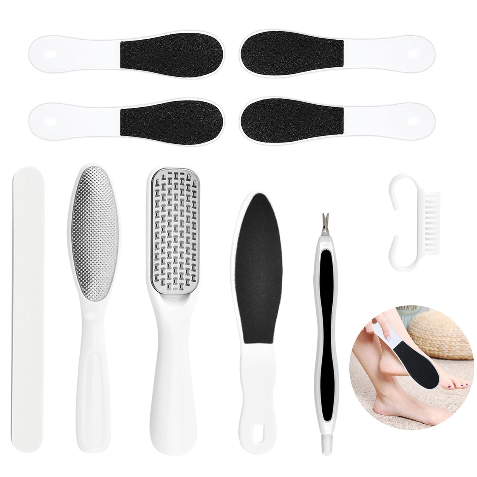 10 Pcs Professional Foot File for Hard Skin Set, Pedicure Foot File Kit ...