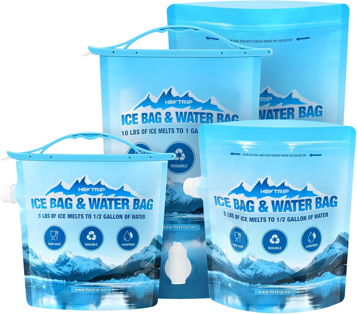 Amazon.com : HEYTRIP 4 Pack Reusable Ice Bags for Cooler 2.5lb 5lb Ice Cube Bags, Long Lasting ...