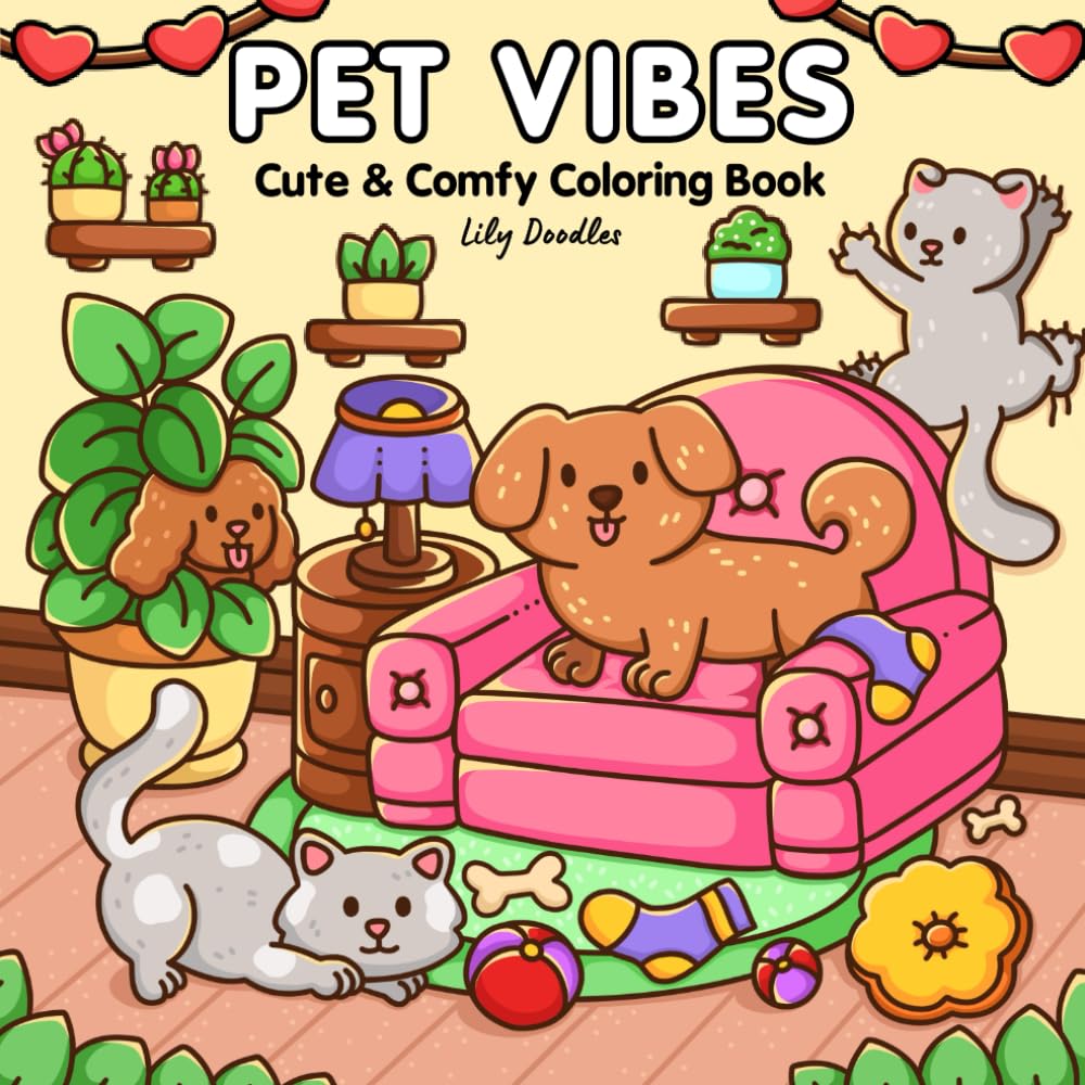 Amazon.com: Pet Vibes: A Cute & Comfy Coloring Book Featuring Cozy ...