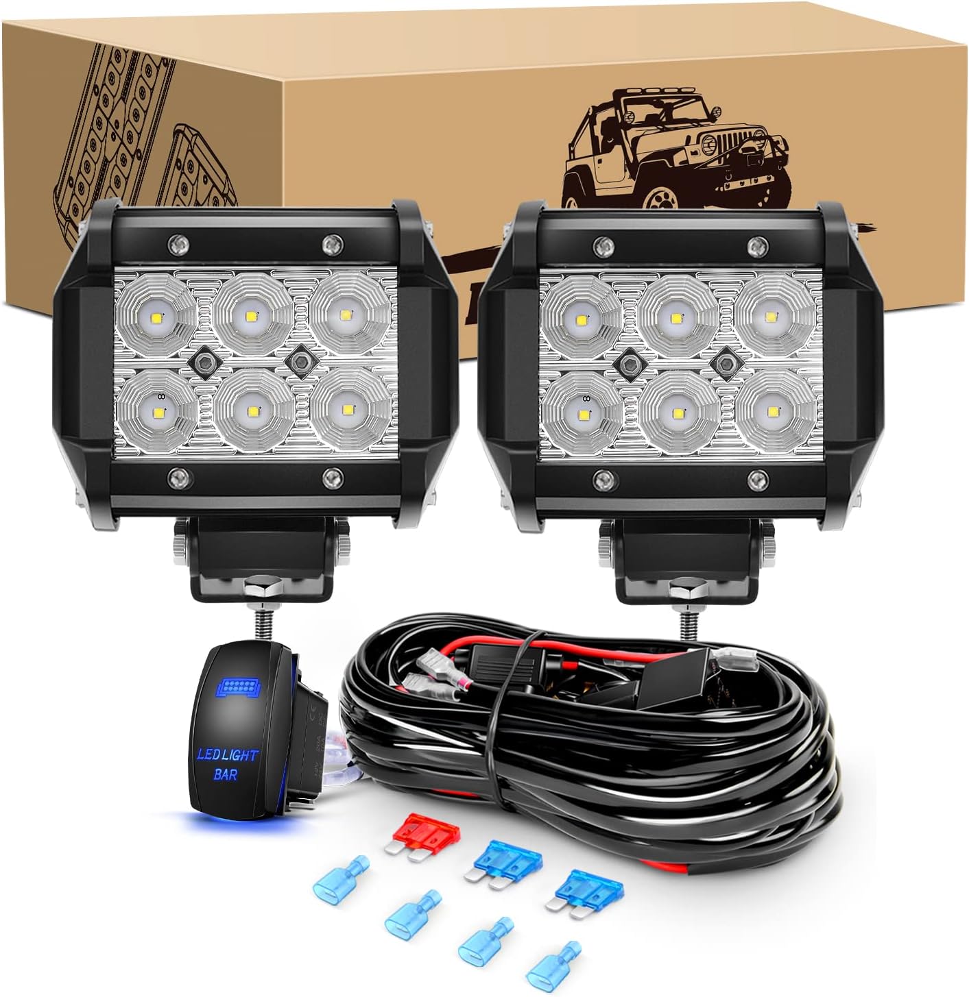 Amazon.com: GOOACC 2PCS 18W LED Pods Flood Light Bar Fog Light Driving ...