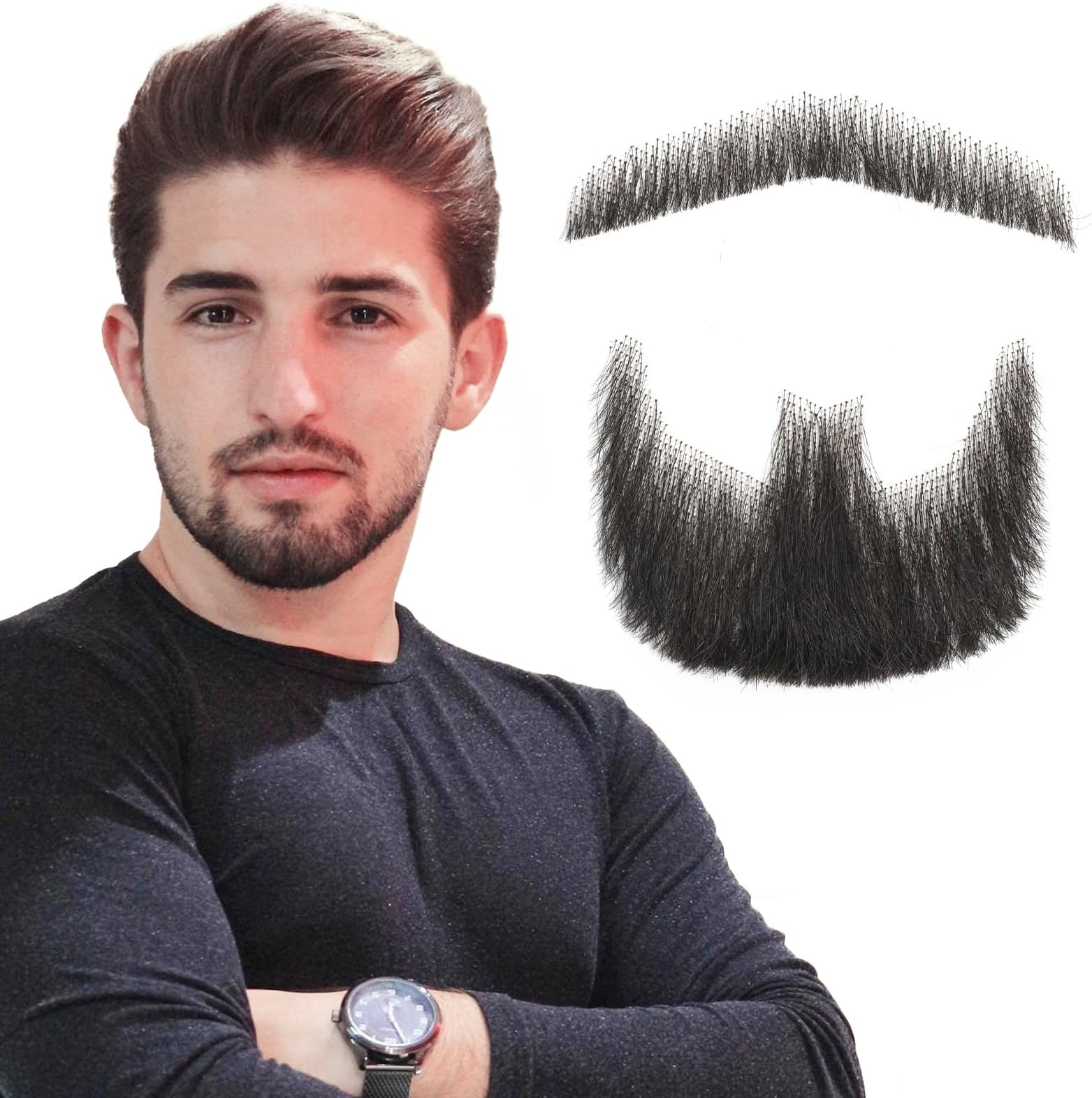 Amazon.com : Volora Fake Beard Realistic 100% Human Hair Full Hand Tied ...