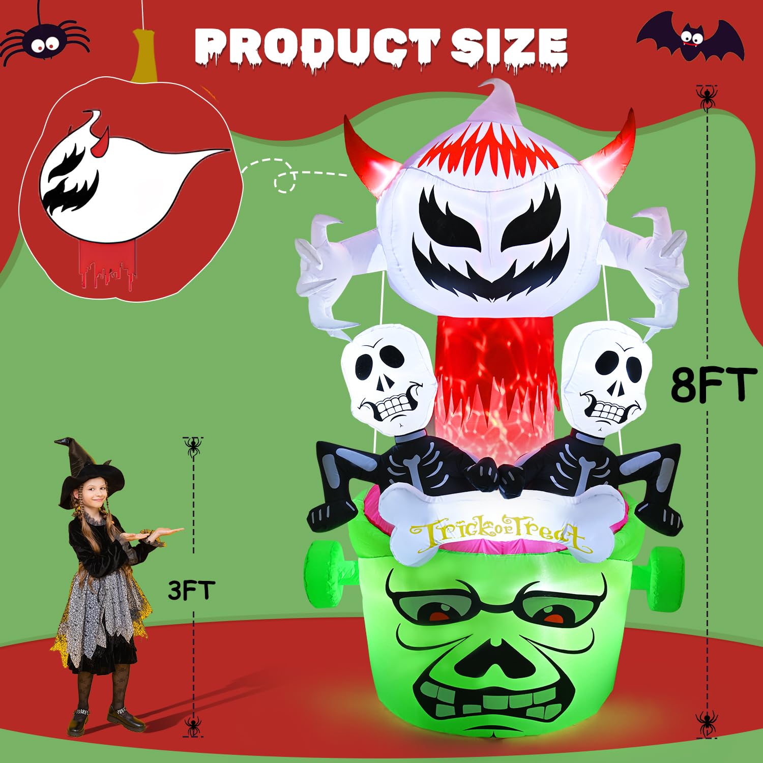 Snapklik.com : 8 FT Halloween Inflatables Outdoor Decorations, Built-in ...
