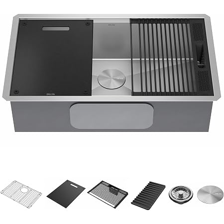 DELTA 95B932-27S-SS Lorelai Workstation Kitchen Sink Undermount ...