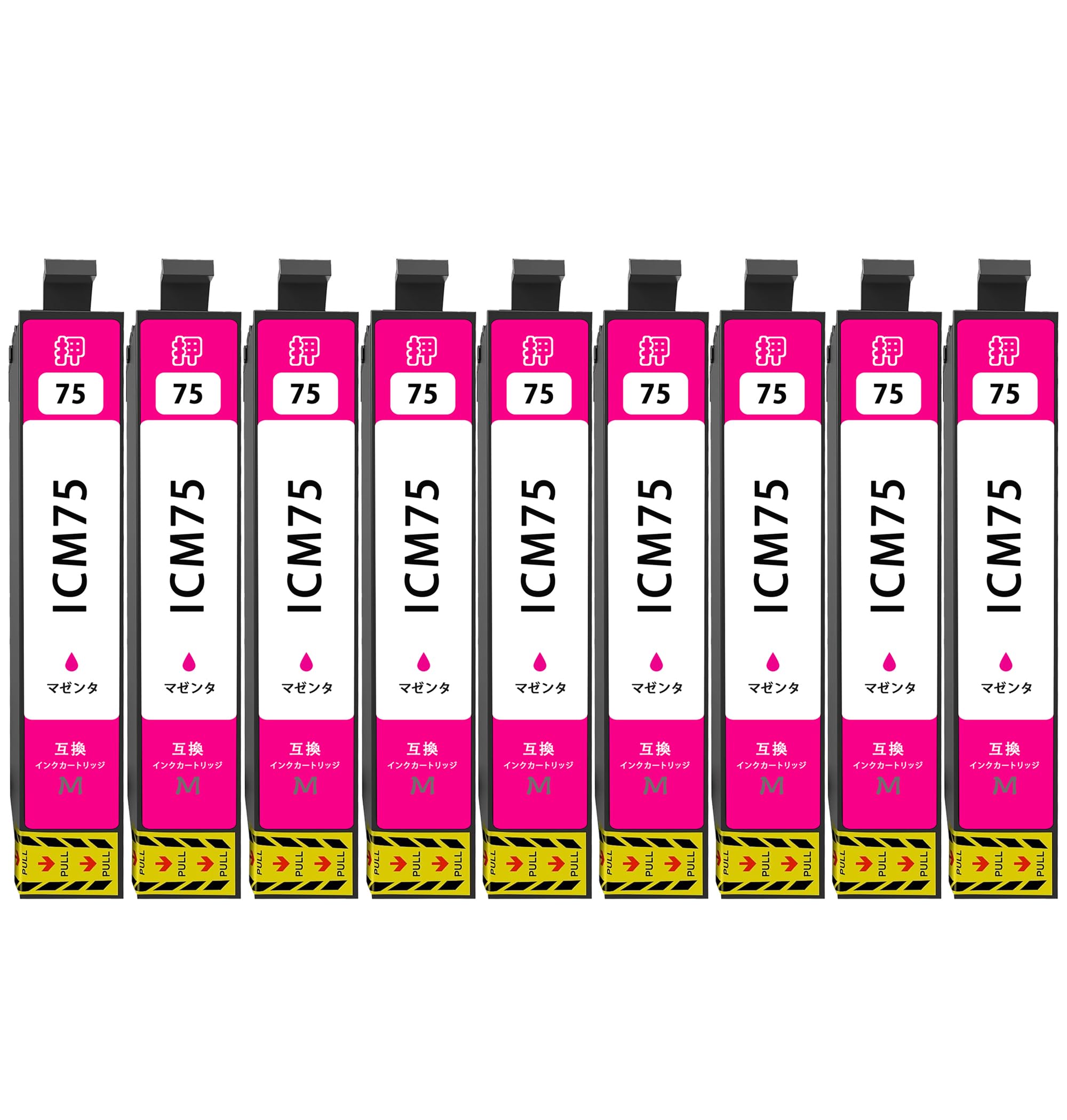 Amazon.co.jp: 【埼京企画】ICM75 マゼンタ 9本セット 互換インクカートリッジ ふで (IC75 IC4CL75) 純正インクと併用可能 残量表示 最新型ICチップ搭載 国内 ...
