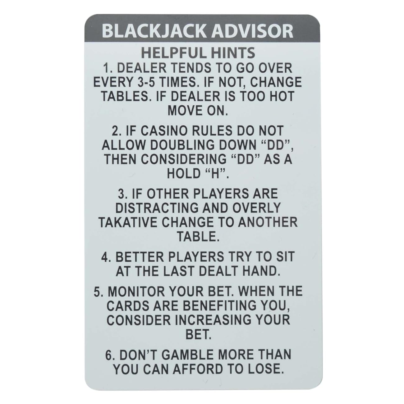 Snapklik.com : Basic Strategy Card For Blackjack