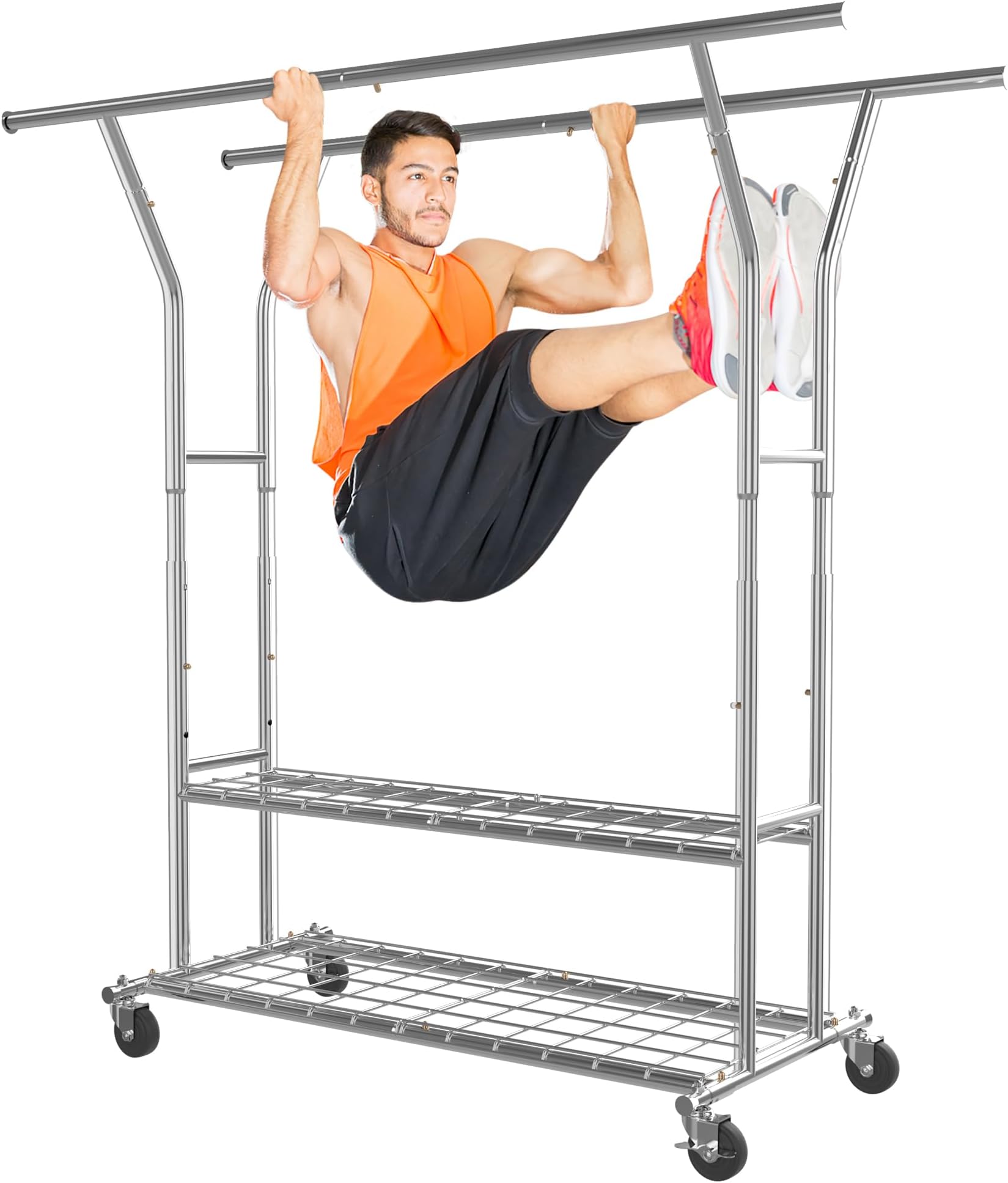 Amazon.com: Raybee Clothes Rack Heavy Duty Clothing Rack with Wheels ...