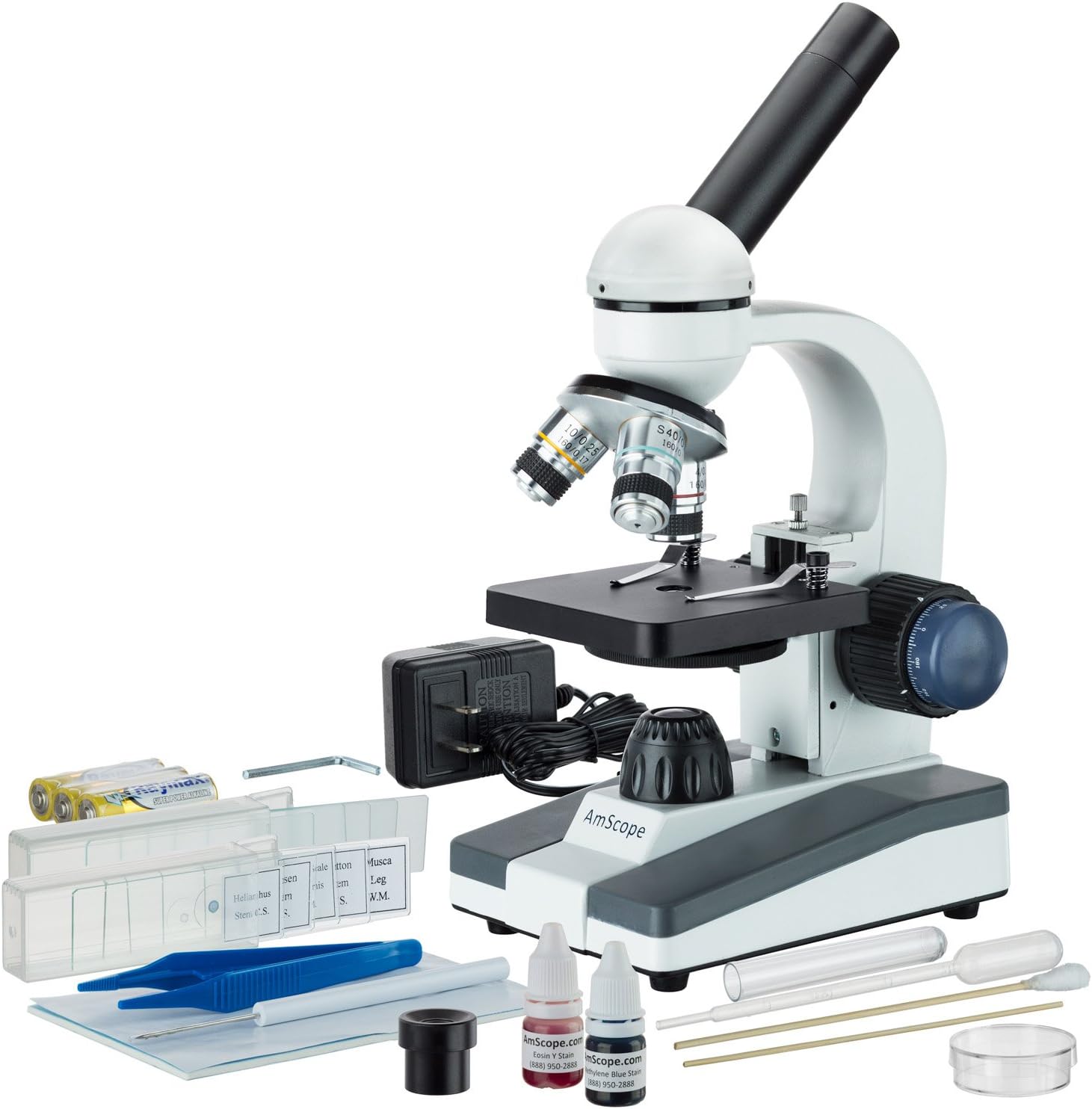 Amazon.com: AmScope M150C-SP14 40X-1000X Portable Student Microscope ...