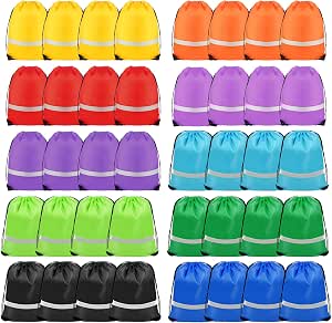 Amazon.com | VZZNN 40 Pieces Drawstring Backpacks Bags Bulk,Waterproof ...