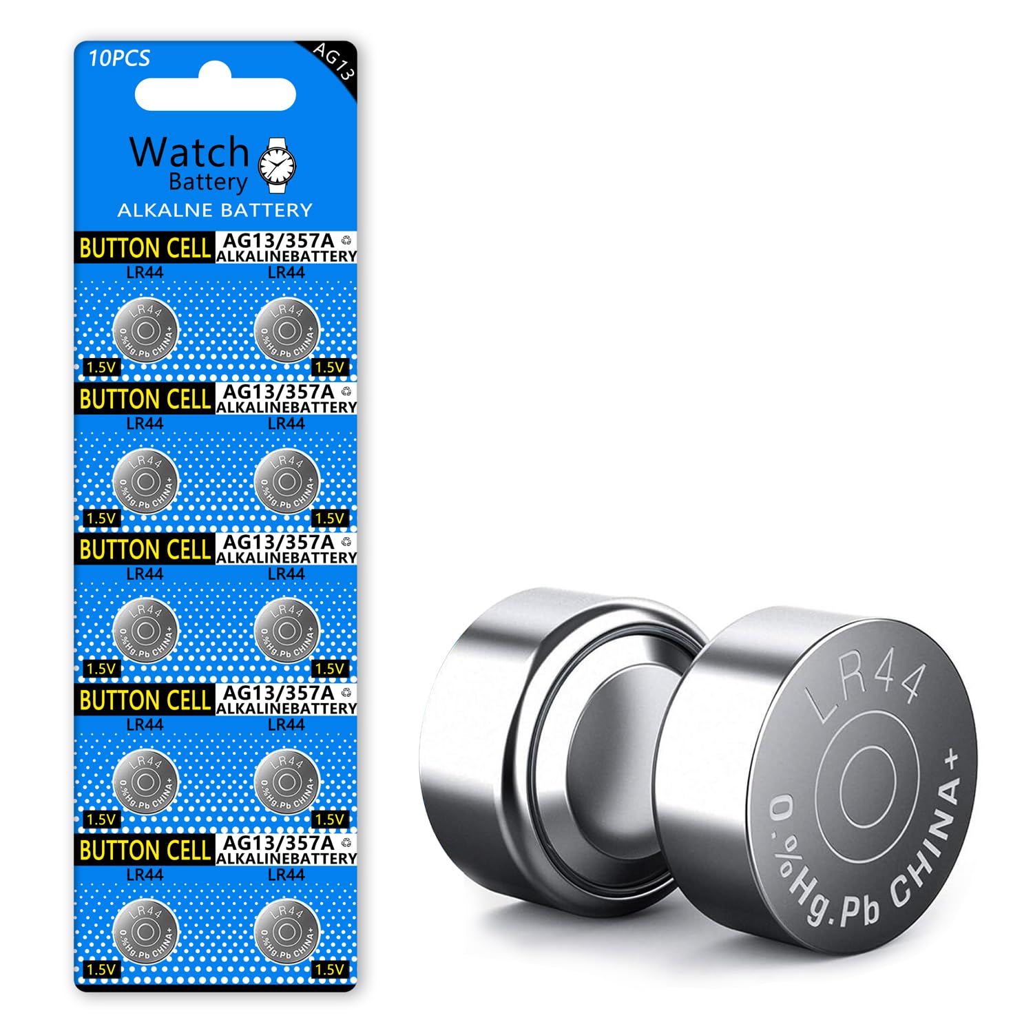 10PC LR44 High Capacity AG13 357 303 SR44 Battery Premium Alkaline ...