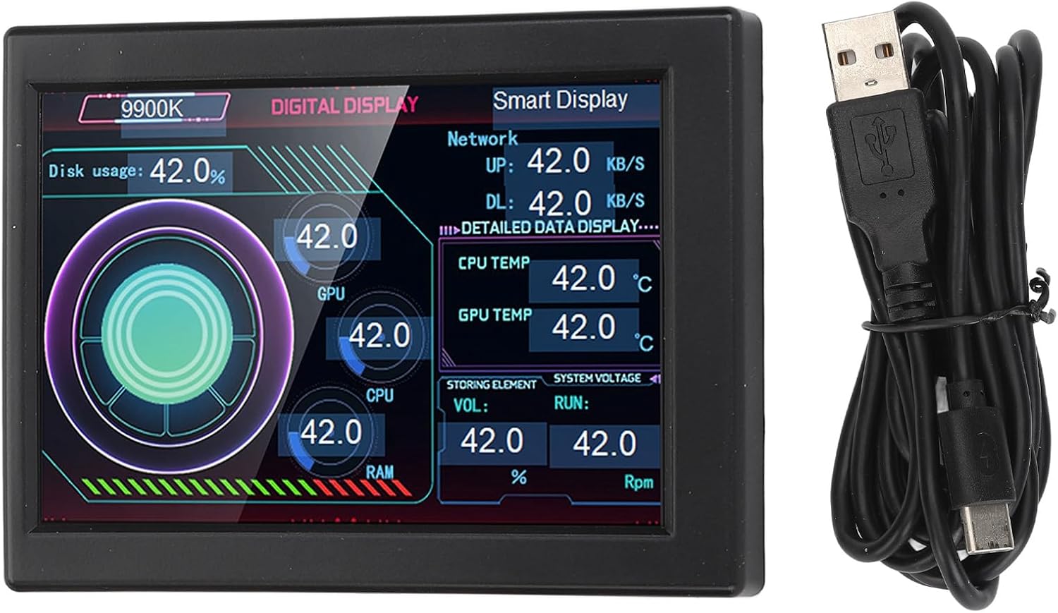 Amazon.com: 3.5in USB Mini Screen PC Temperature Display Sensor Panel ...