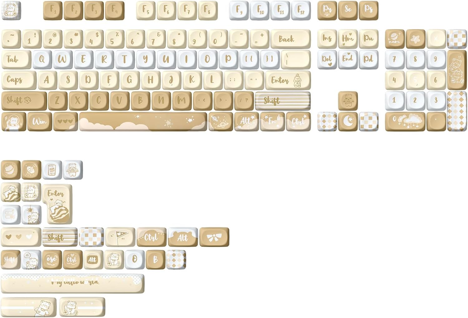 Amazon.com: YUNZII 132 Keys MOA Keycaps, Dye-Sublimation PBT Custom ...