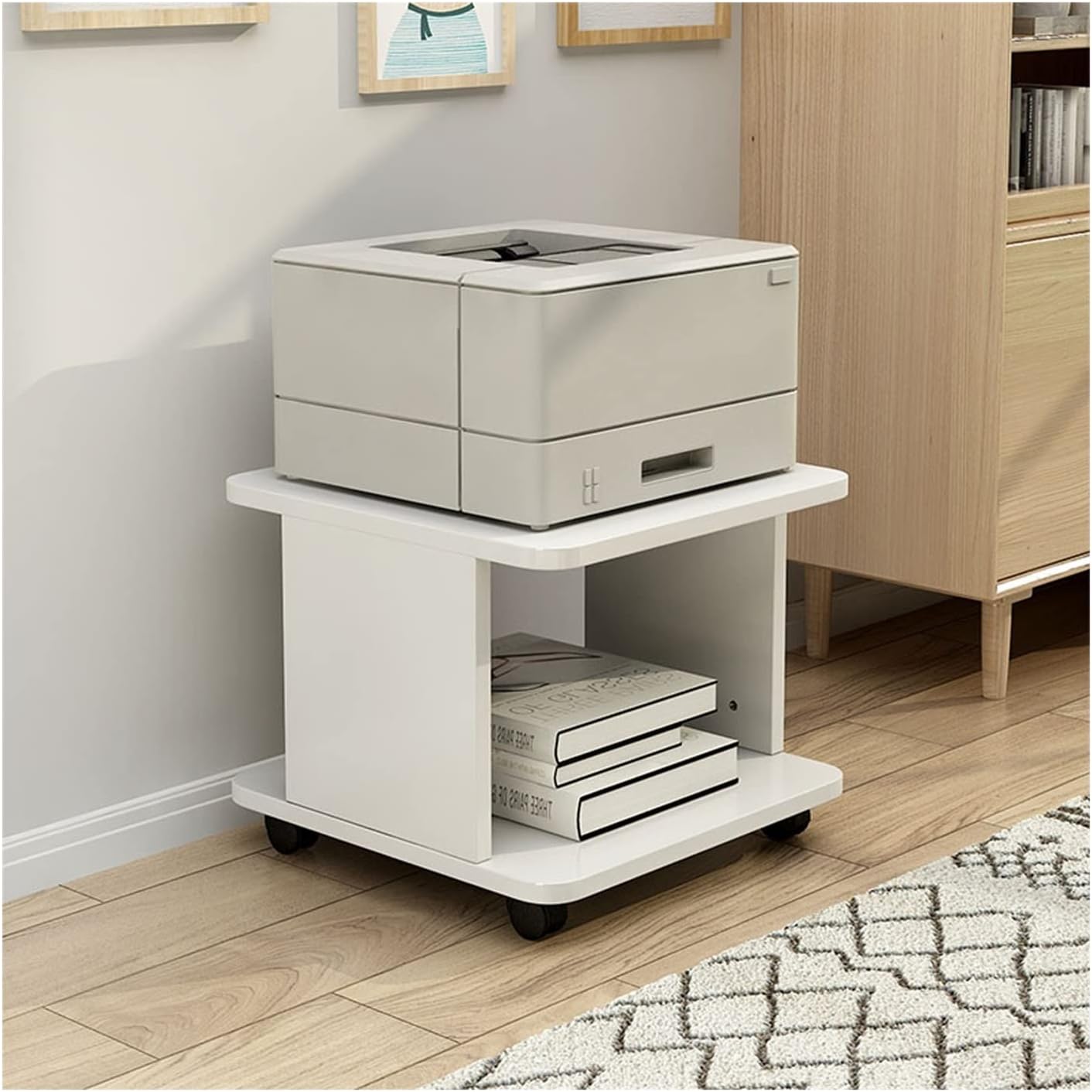 Printer Stand 2-Tier Movable Laser Printer Cart Large Machine Stand ...