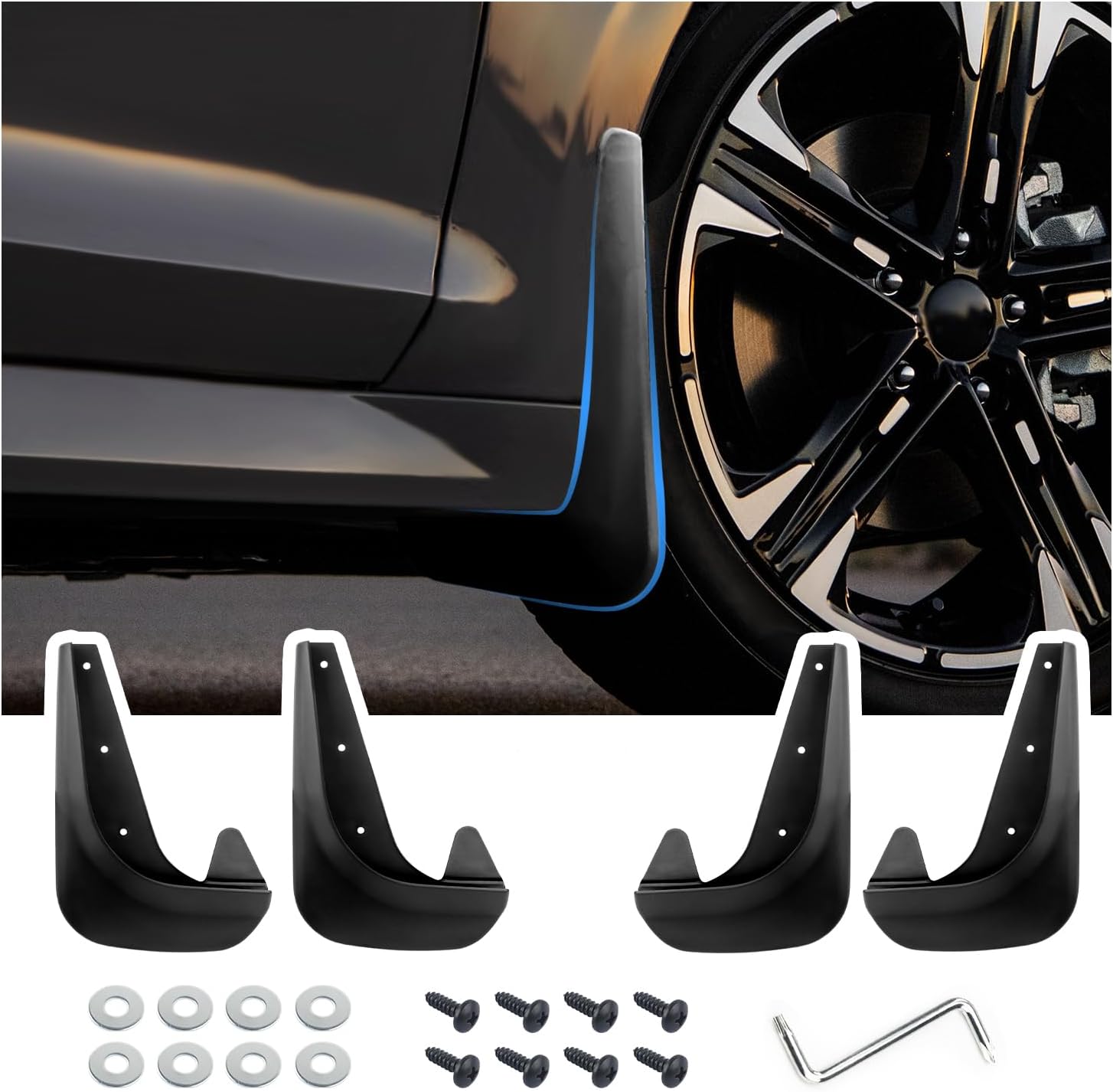 Amazon.com: 4PCS Universal Mud Flaps for Car,No Drilling Required Front ...
