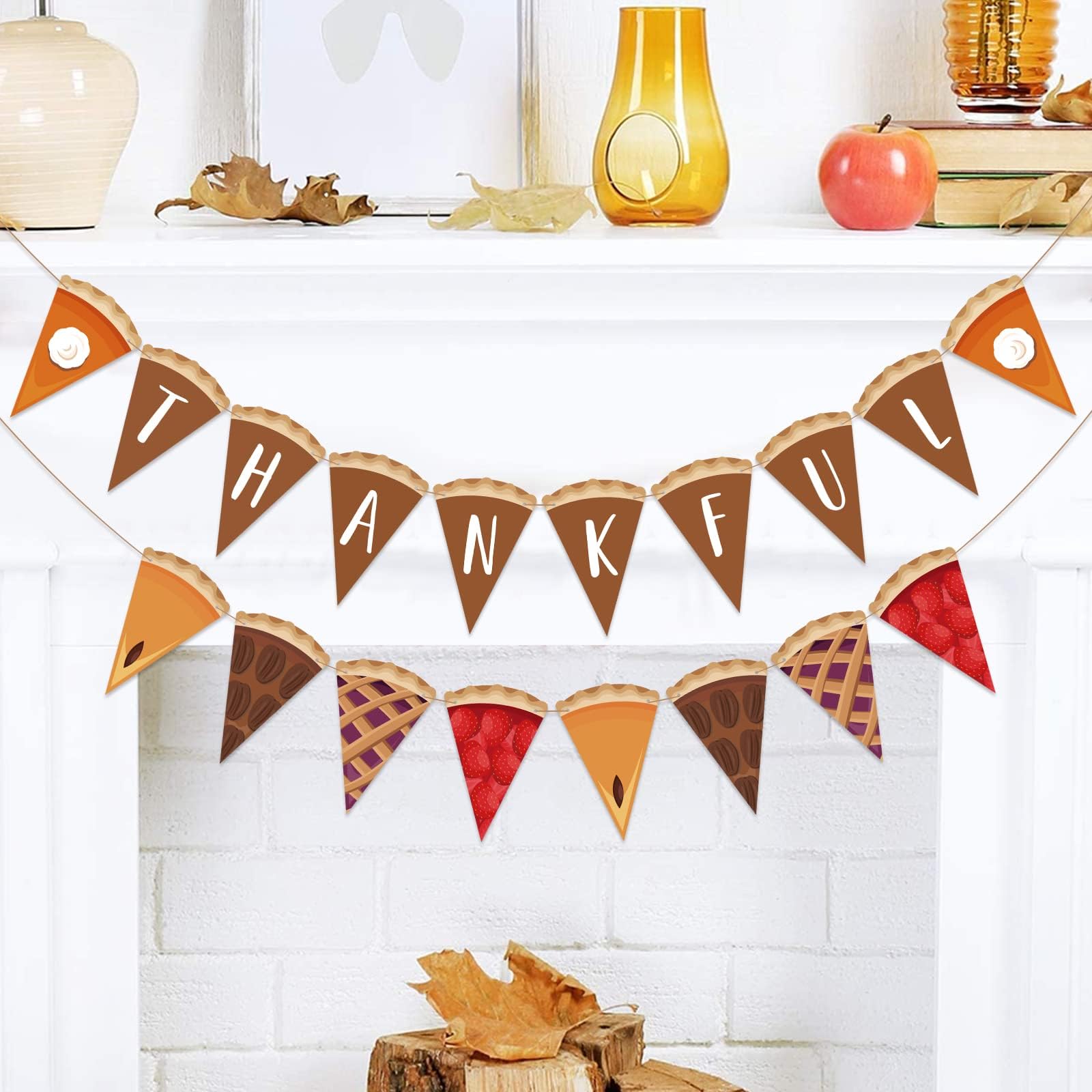 Amazon.com: Sinasasspel Thanksgiving Banner Thankful Pumpkin Pie Banner ...